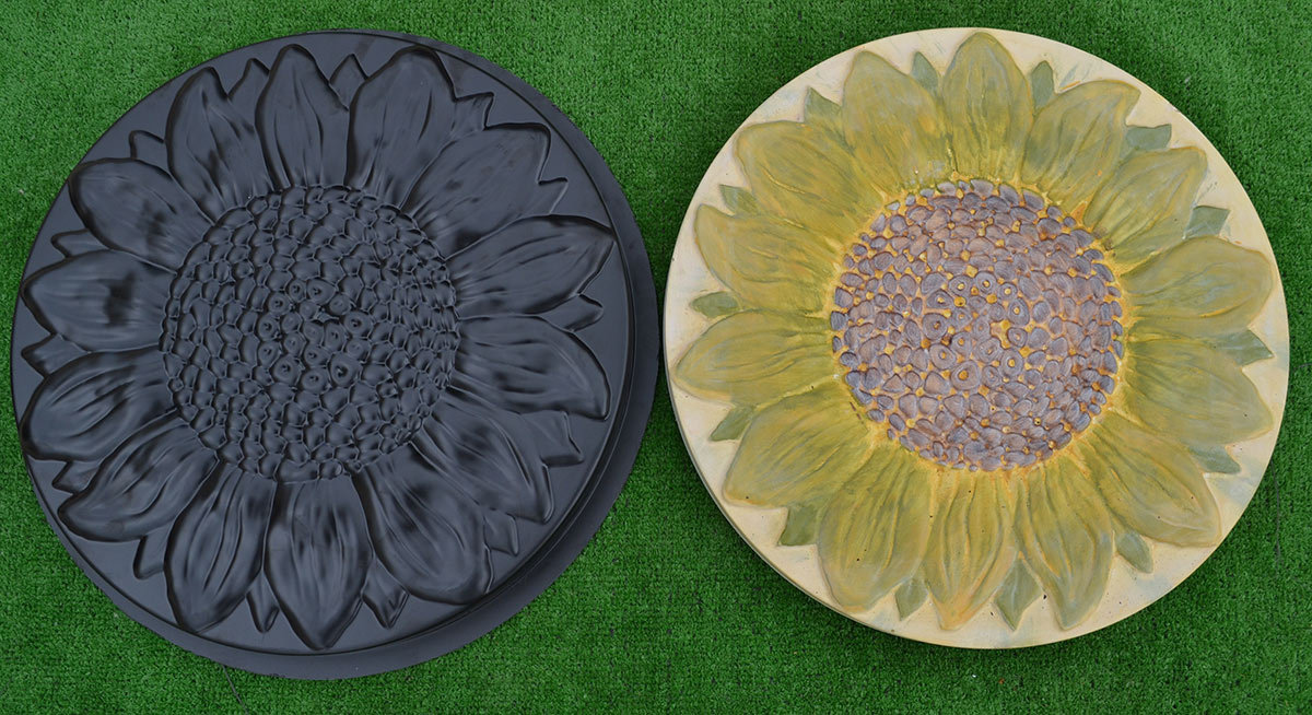 Concrete mold sunflower plaster concrete stepping stone garden path ...