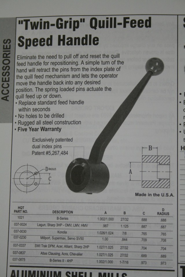 TWIN GRIP Quill Feed Speed Handle for Bridgeport mill | eBay