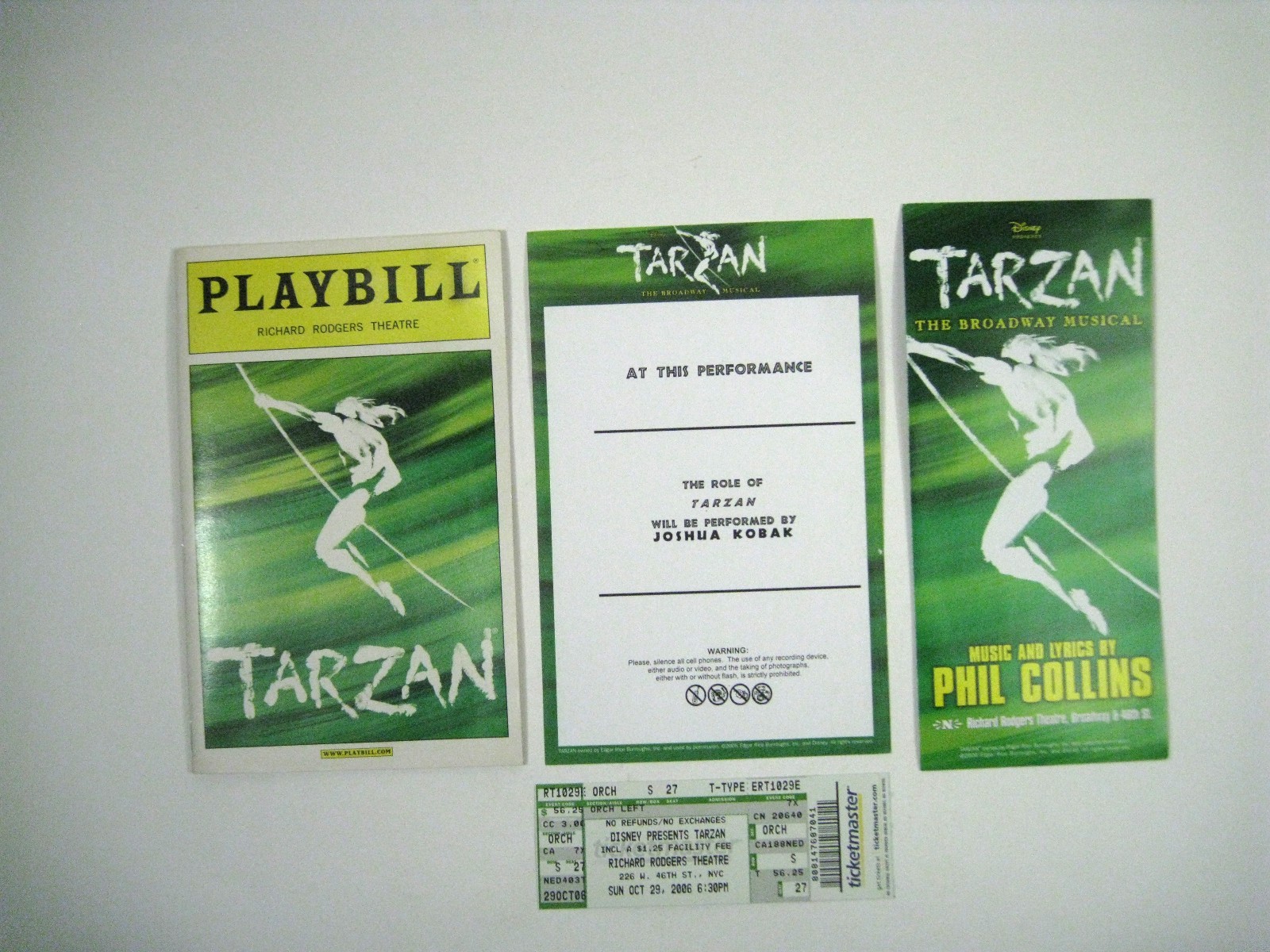 Tarzan Playbill October 2006 Richard Rodgers Theater Ticket Joshua ...