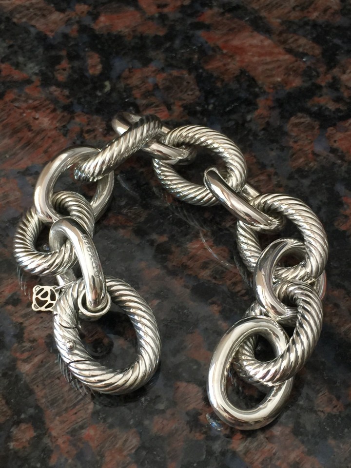 DAVID YURMAN STERLING SILVER ULTRA LARGE OVAL LINK BRACELET. | eBay UK