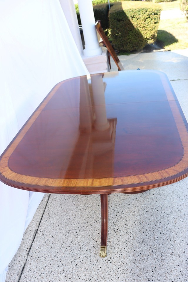 Ethan Allen Inlaid Banded Dining Room Table | eBay