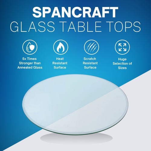46" Inch Round 1/2" Thick Clear Glass Table Top with ogee Edge and ...