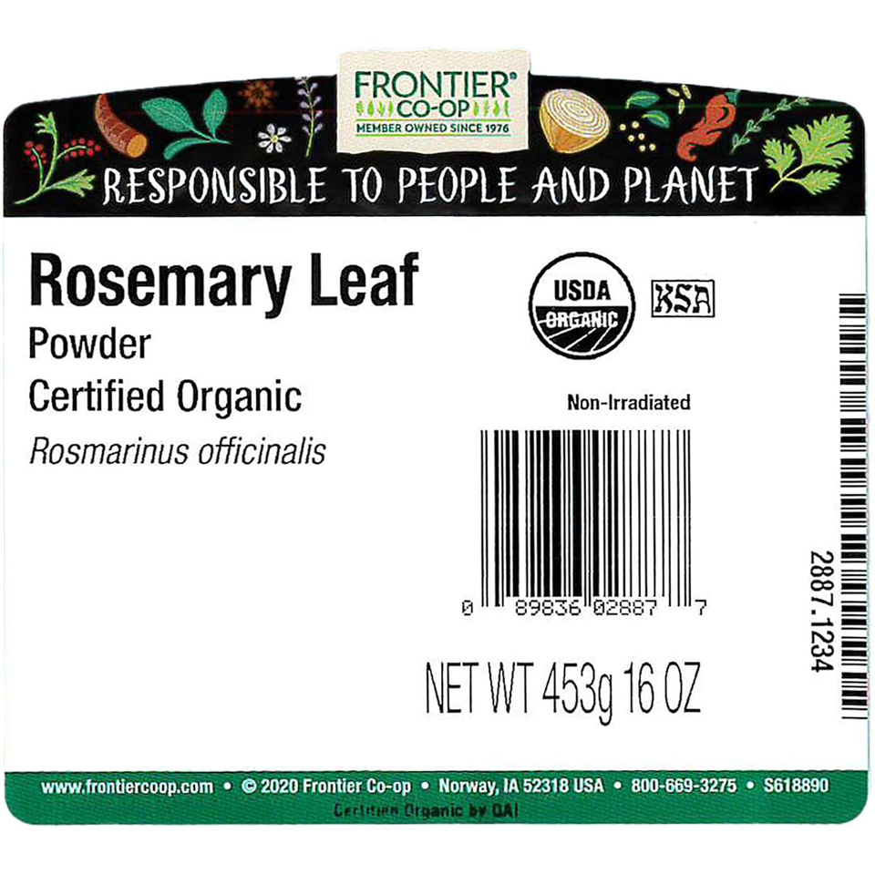 Frontier Co-Op Organic Rosemary Leaf Powder, 1Lb Bulk Bag - Natural and ...
