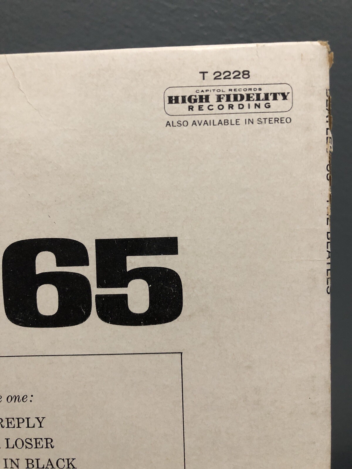 Beatles '65 ORIGINAL PRESSING T2228 Capitol Records | eBay
