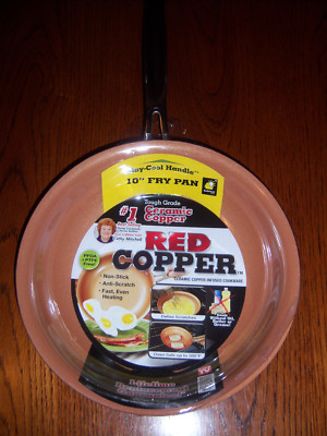 NEW TOUGH GRADE CERIMAC RED COPPER INFUSED COOKWARE 10" FRYING PAN | eBay