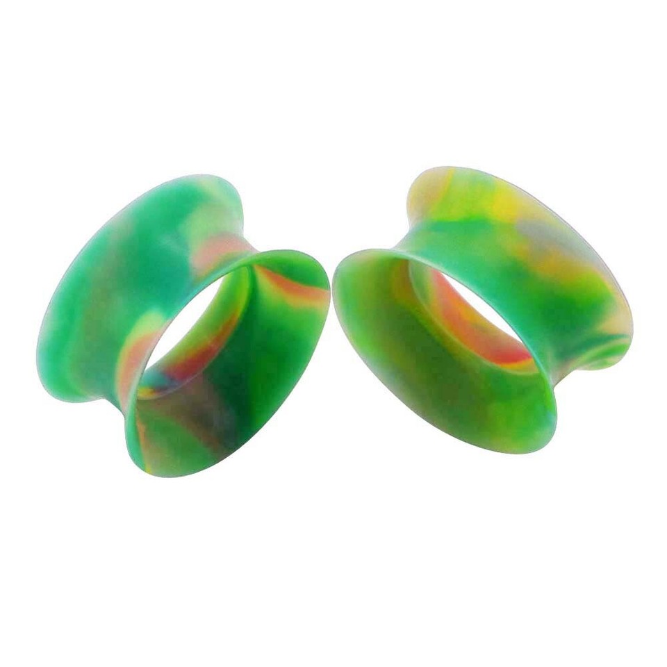 1 Pair Silicone Soft Ear Tunnels Double Flared Ear Plugs Gauges Earskin ...