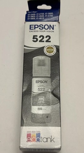 Epson 522 Black Eco-tank 65 ml Ink Bottle, T522 120-S, T522/120-CP, New ...