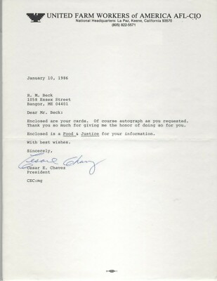 Cesar Chavez labor leader BOYCOTT GRAPES LETTER SIGNED civil rights ...