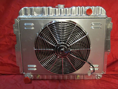 1966-72 Mopar B & E Body Aluminum 26" Radiator + Shroud and Fan ...