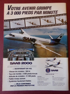 9/1992 PUB SAAB AIRCRAFT SWEDEN SAAB 2000 REGIONAL AIRLINER ORIGINAL ...