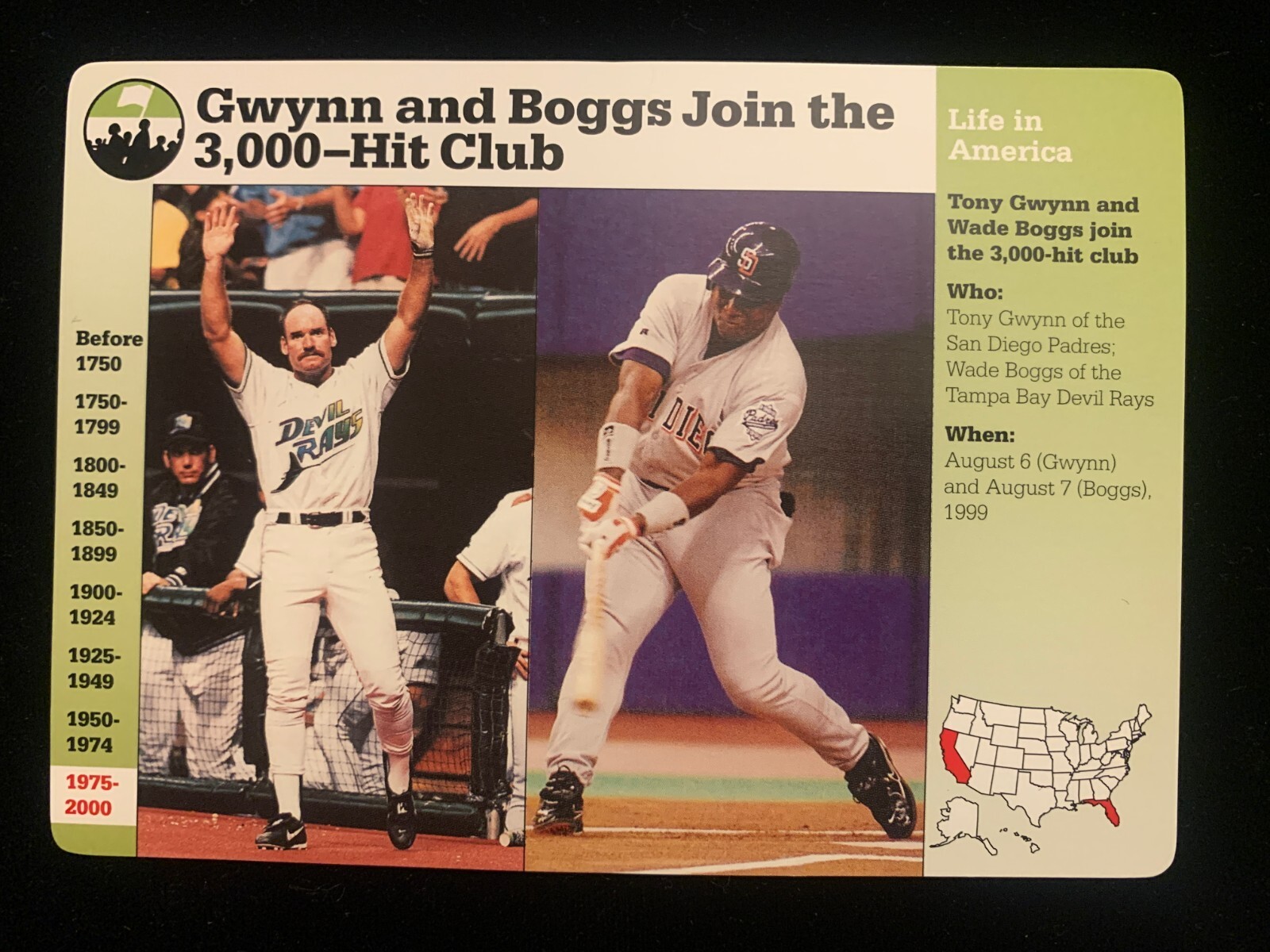 2000 Grolier #131-08 WADE BOGGS, TONY GWYNN 3,000 Hit Club Nrmt+ Rare ...