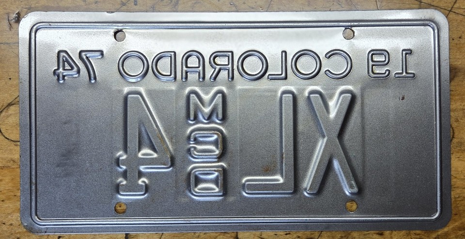 1974 Colorado Motorcycle Dealer License Plate XL 4 Harley Indian ...