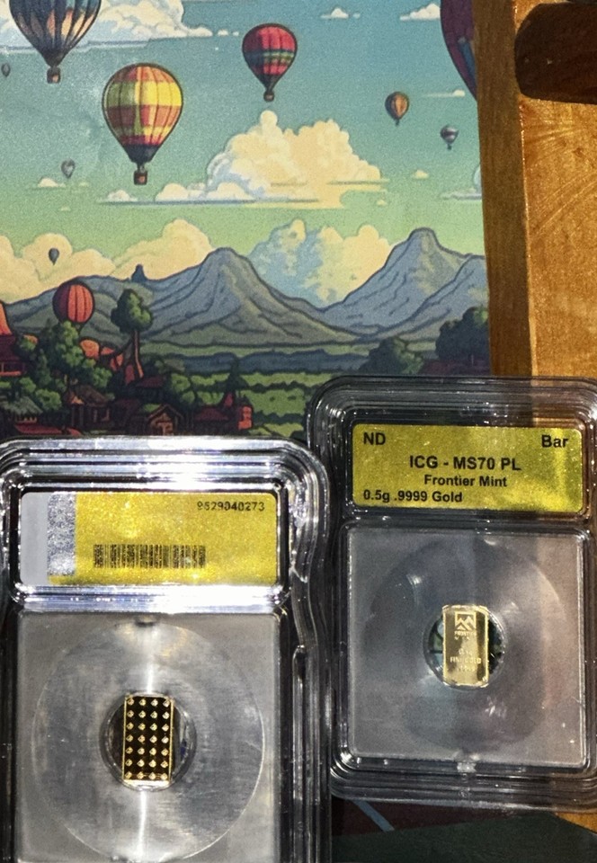 Beautiful Frontier Mint Gold Bar .5g .9999 Fine Graded MS70PL .5 Fine ...