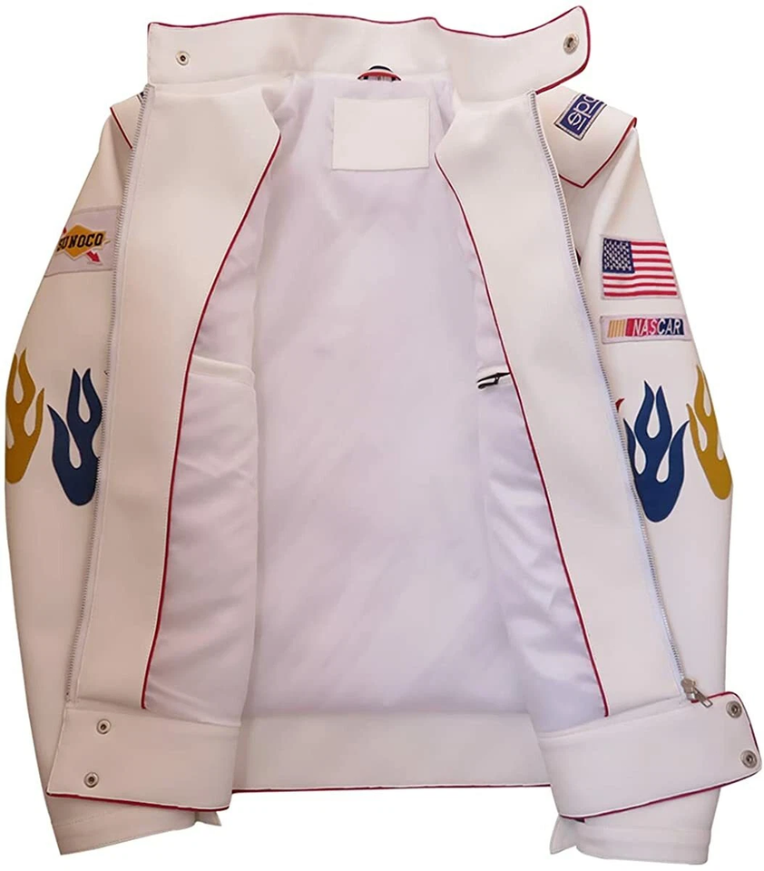 Mens Ricky Bobby Wonder Bread Racing Jacket Faux Leather Aviator Style ...