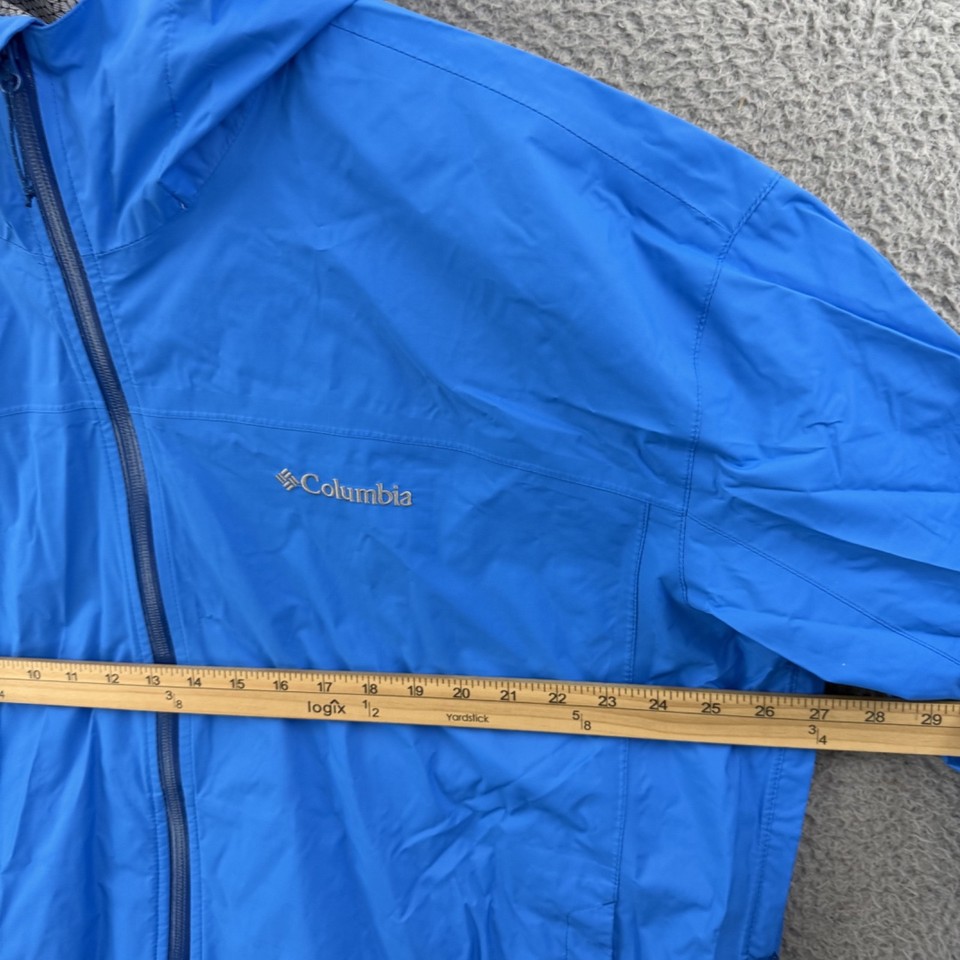 Columbia Omni Tech Jacket Mens 2XL Blue Rain Waterproof Full Zip Hooded ...