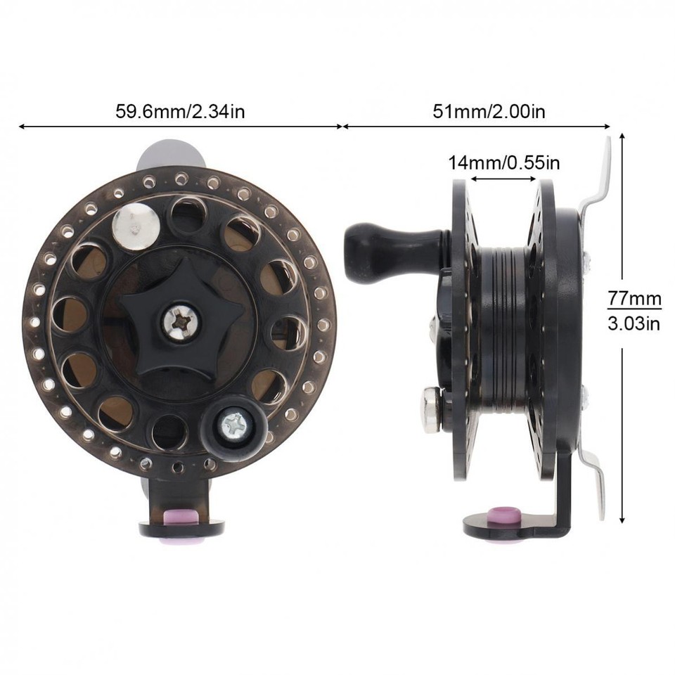 Ultralight Fly Reel 60mm Former Large Arbor Black Plastic Ice Fly ...