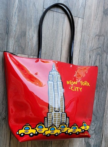 Marc Tetro New York City Red Vinyl Patent Zip Top Tote Shopper | eBay