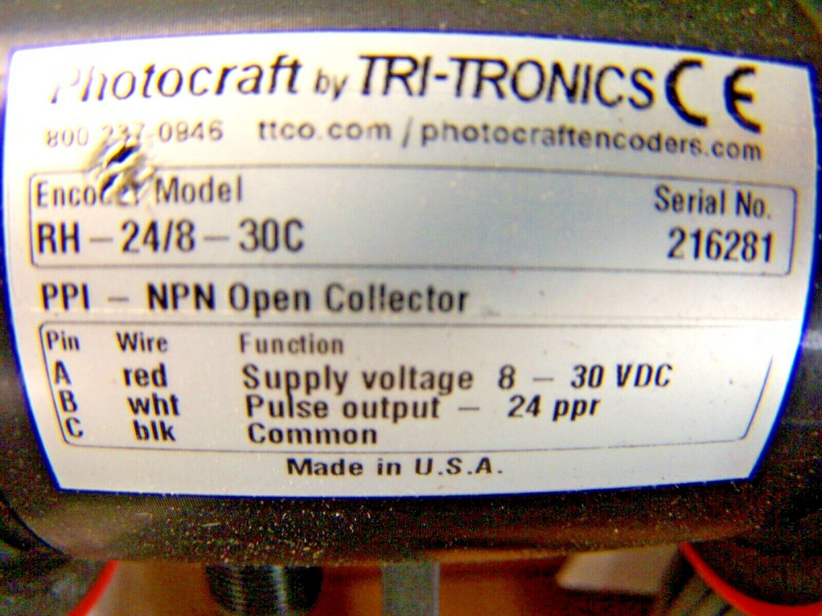 NEW TRI-TRONICS PHOTOCRAFT WHEELED ENCODER W/ CONNECT CABLE RH-24/8-30C ...