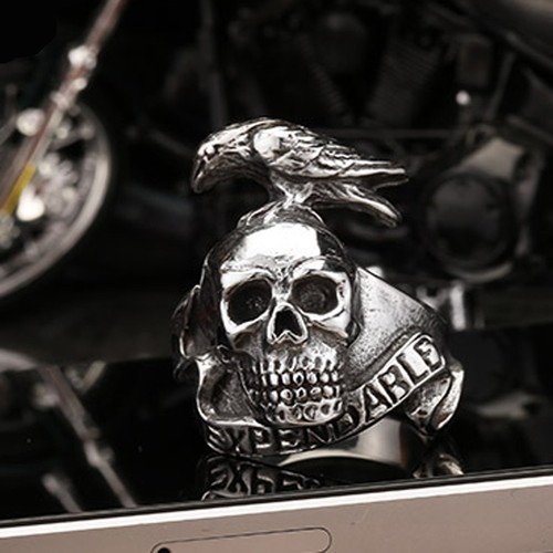 Unique The Expendables Skull Eagle 316L Stainless Steel Mens Ring GR108 ...
