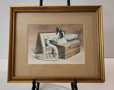 Nancy Ricker Rhett Print “Decoys (Swans)" framed matted farmhouse décor ...