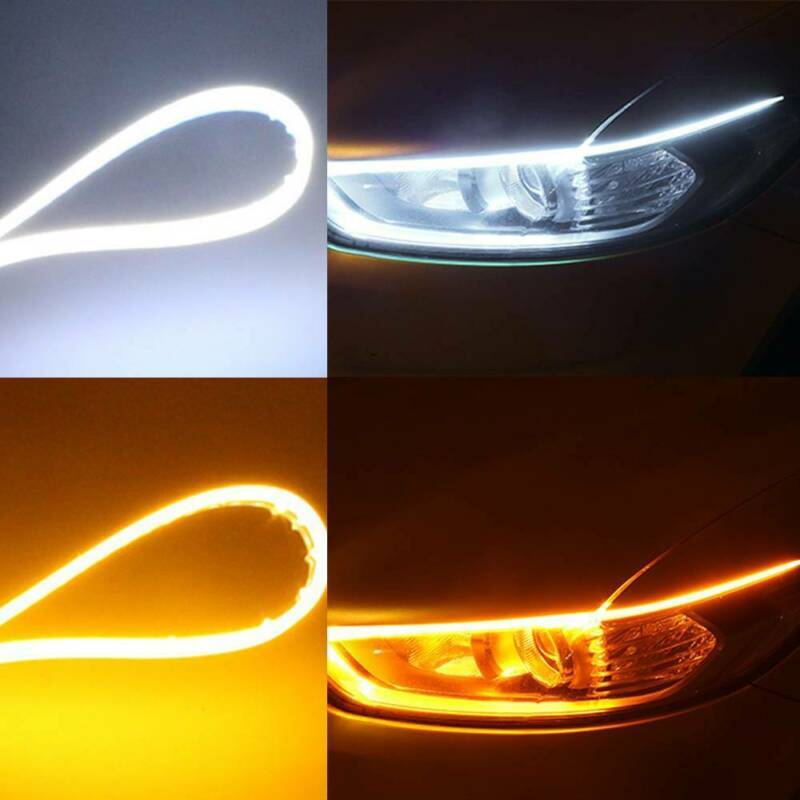 Pair Car LED Strip Turn Signal DRL Daytime Running Light Sequential ...
