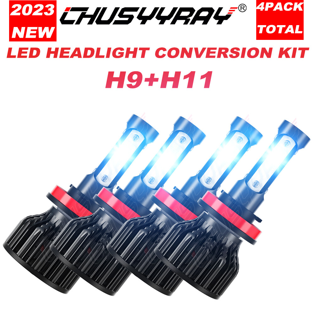 4x H11+H11 LED Headlight Kit Hi/Lo Beam Bulb 8000K Blue For Nissan ...