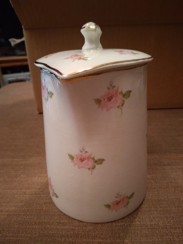 Edwin M. Knowles China Vitreous Coffee Tea Pot Pitcher Pink Roses EUC ...