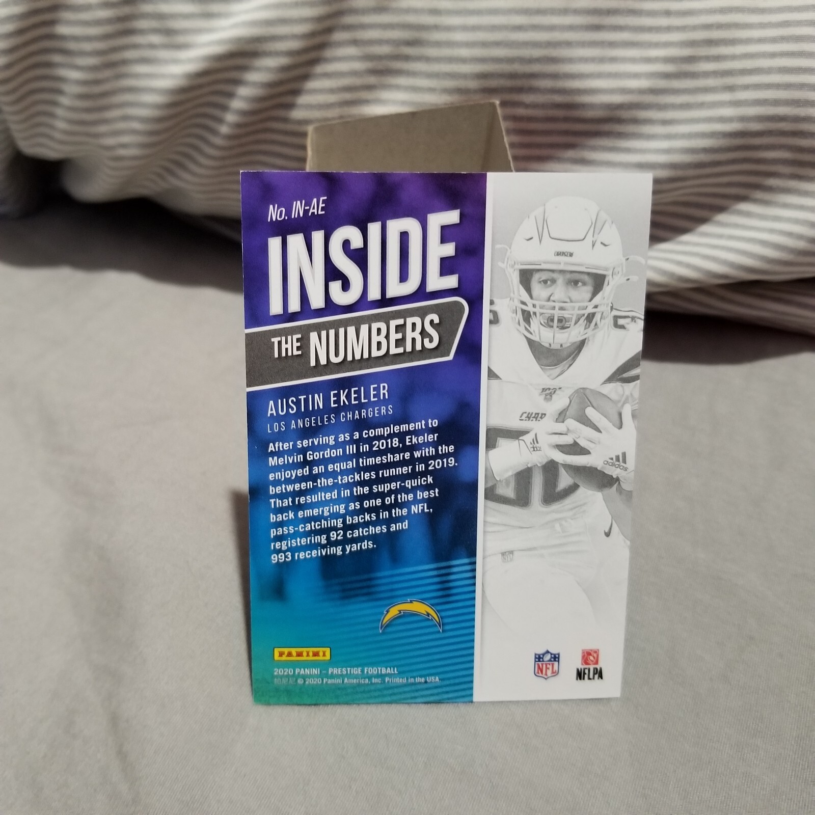 Austin Ekeler 2020 Prestige Inside the Numbers Gold Foil Card #IN-AE #d ...