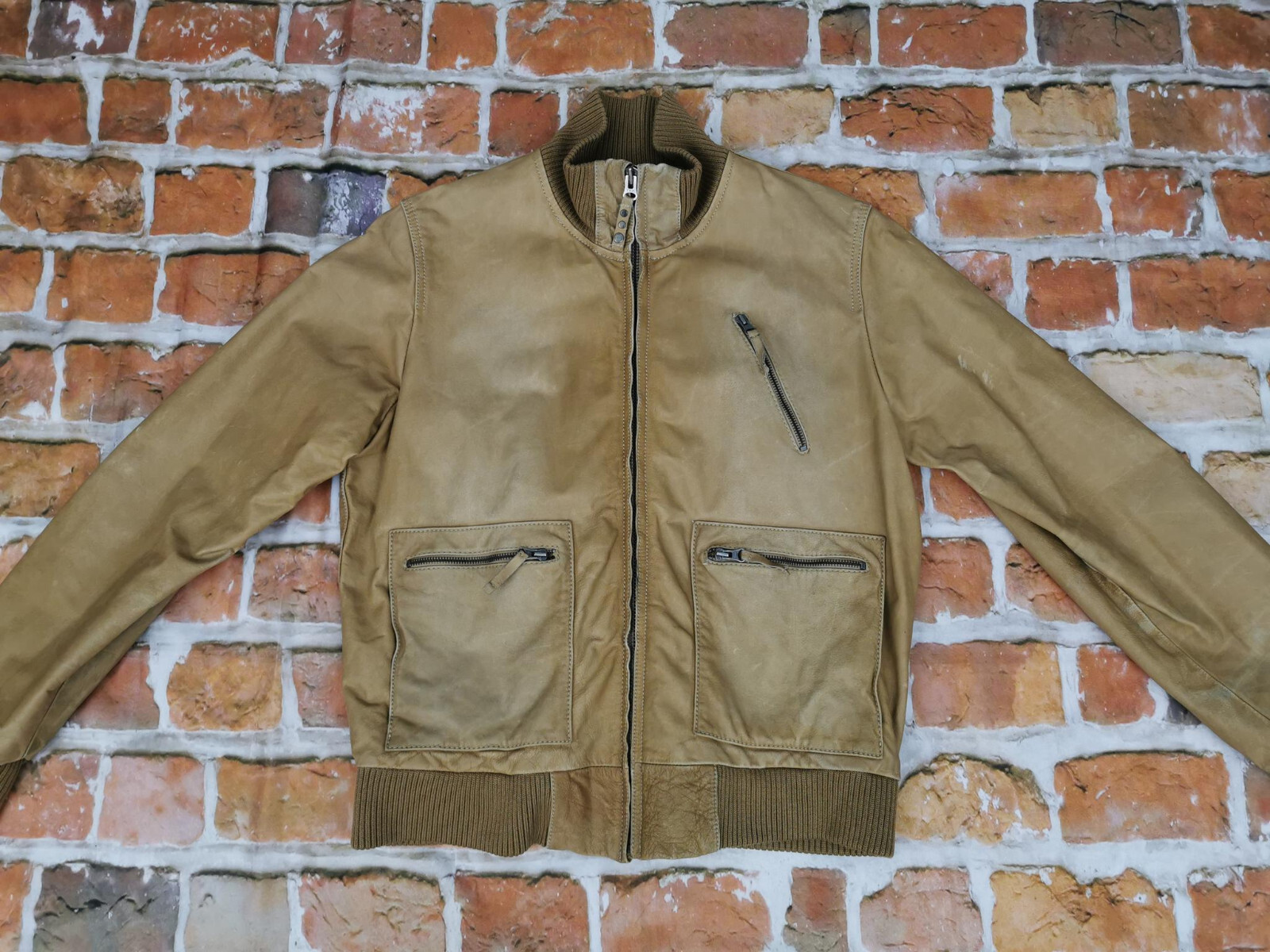 Chevignon 1957 Vintage Leather Jacket Cream Beige Buf… - Gem