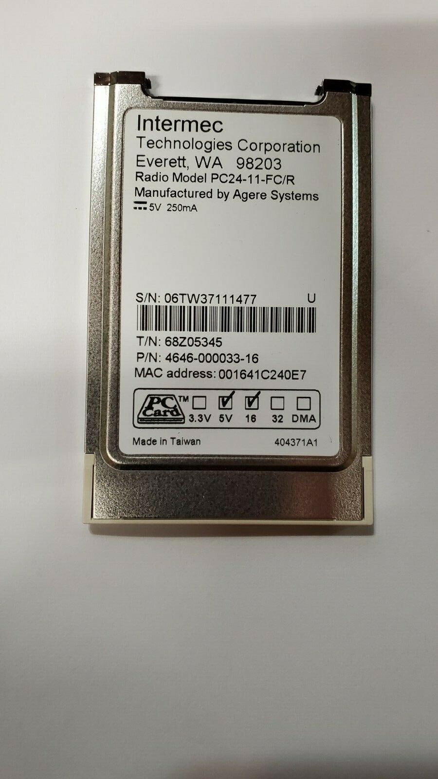 Intermec 2126 Lucent PCMCIA 802.11b Radio Tested Working 2425 2415 2435 ...