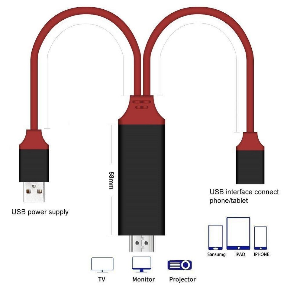 Phone to TV 1080p Universal HDMI HDTV AV Adapter Cable For Cell Phone ...