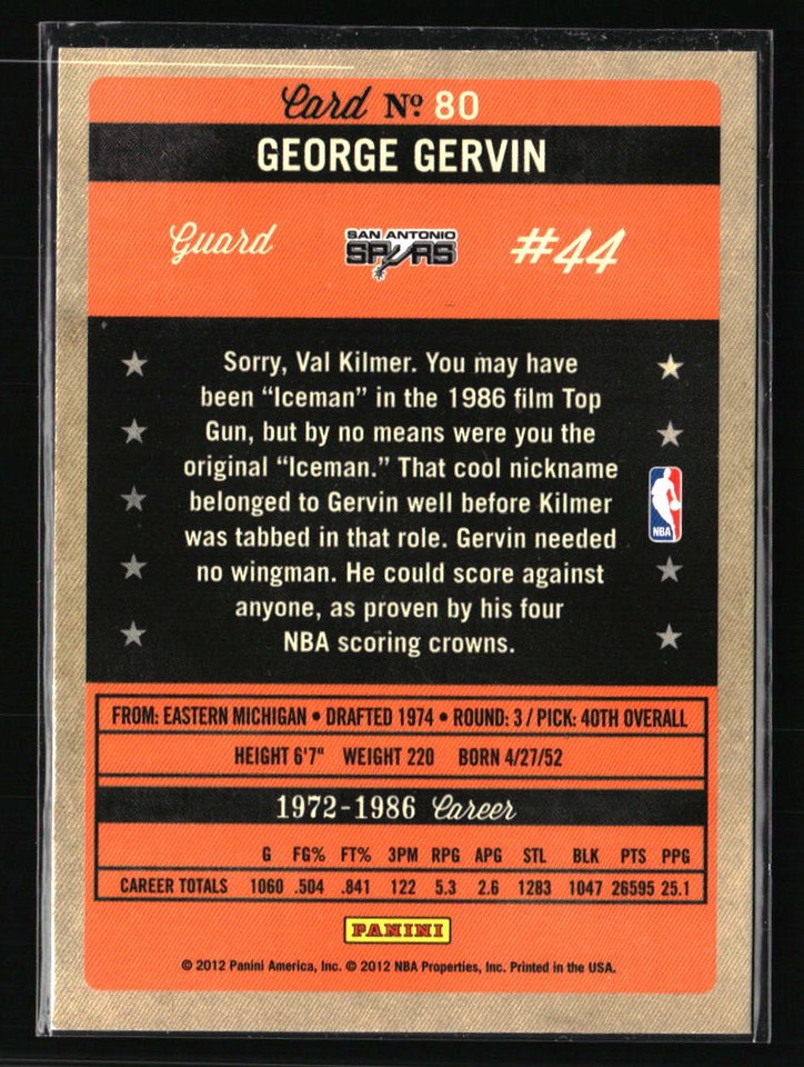 George Gervin 2011 Panini Past & Present #80 Basketball Card | eBay
