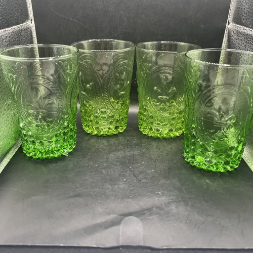 ZRIKE GLASS Hobnail Fleur de Lis Green 8 oz. Tumblers (4) | eBay