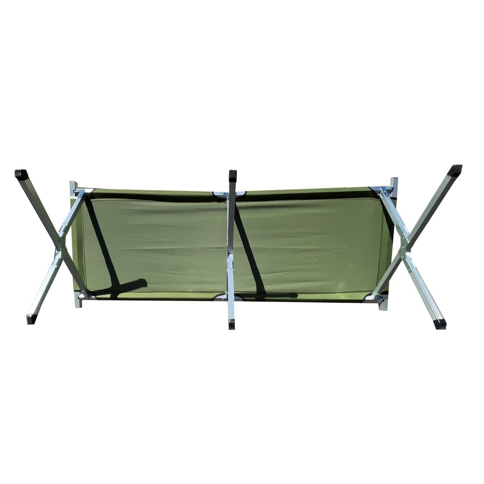 Portable Sleeping Cot Outdoor Hiking Camping Army Cot Green Canvas ...