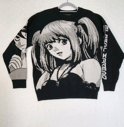 Oversized M-L ANIME MANGA Sweater Knitted Pullover Japanese Jumper Blk ...