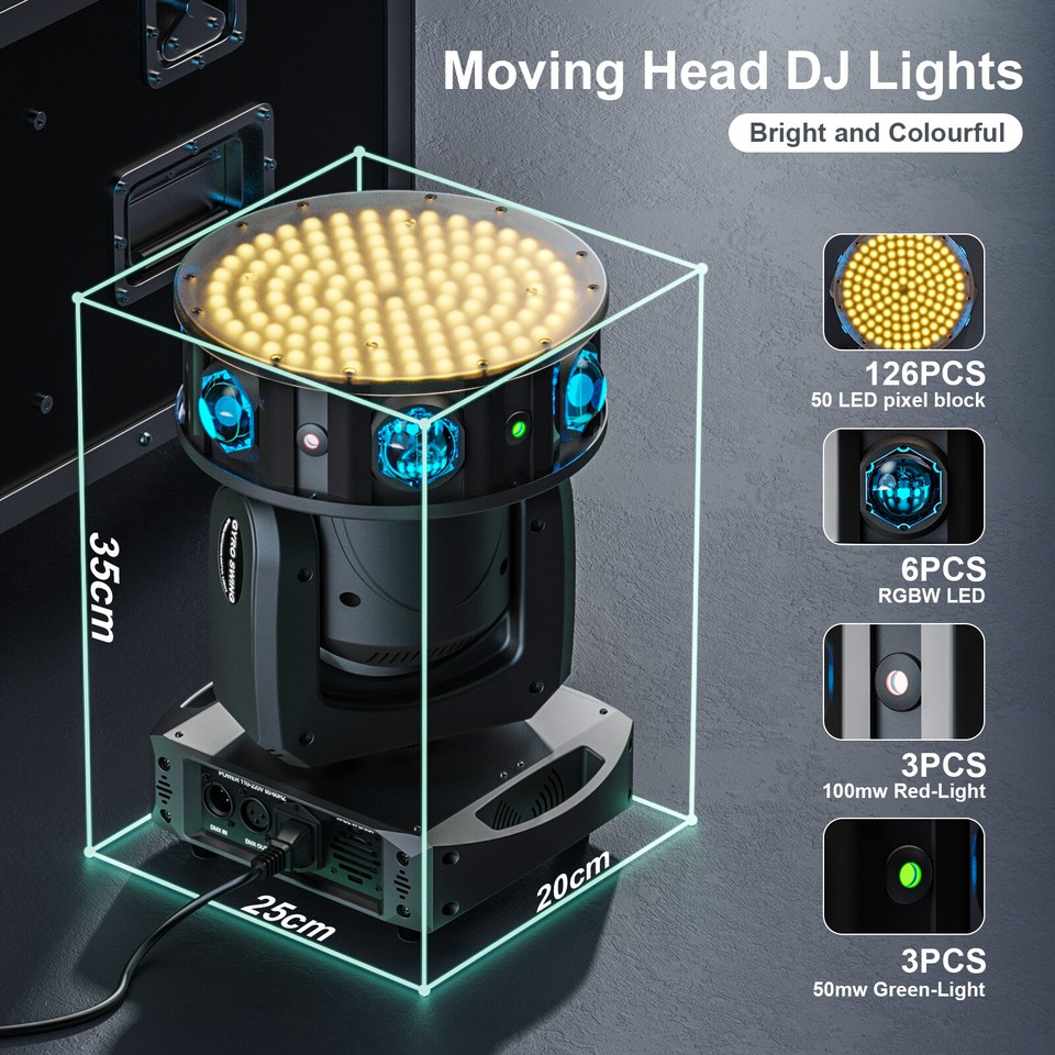 LED 3-Axis Moving Head Light 200W RGBW Beam Laser Stage Lighting DJ ...