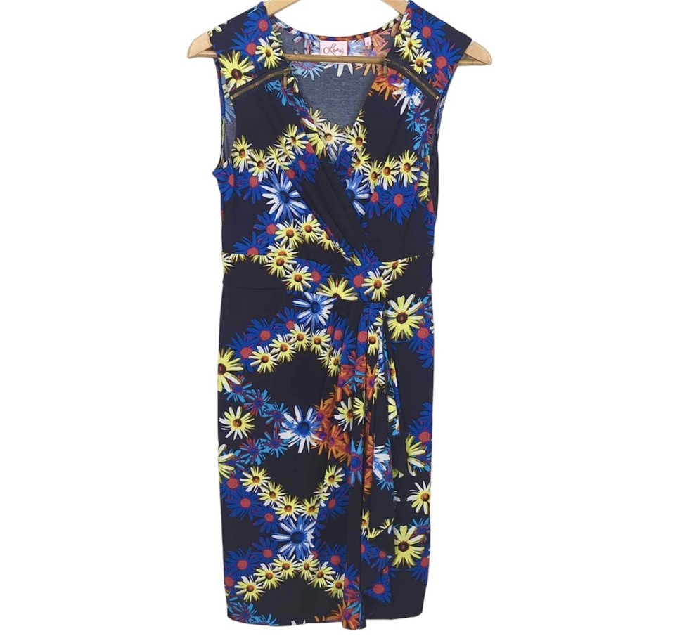 Leona Edmiston Dress Womens 8 S Floral Flowers Multicoloured Wrap ...