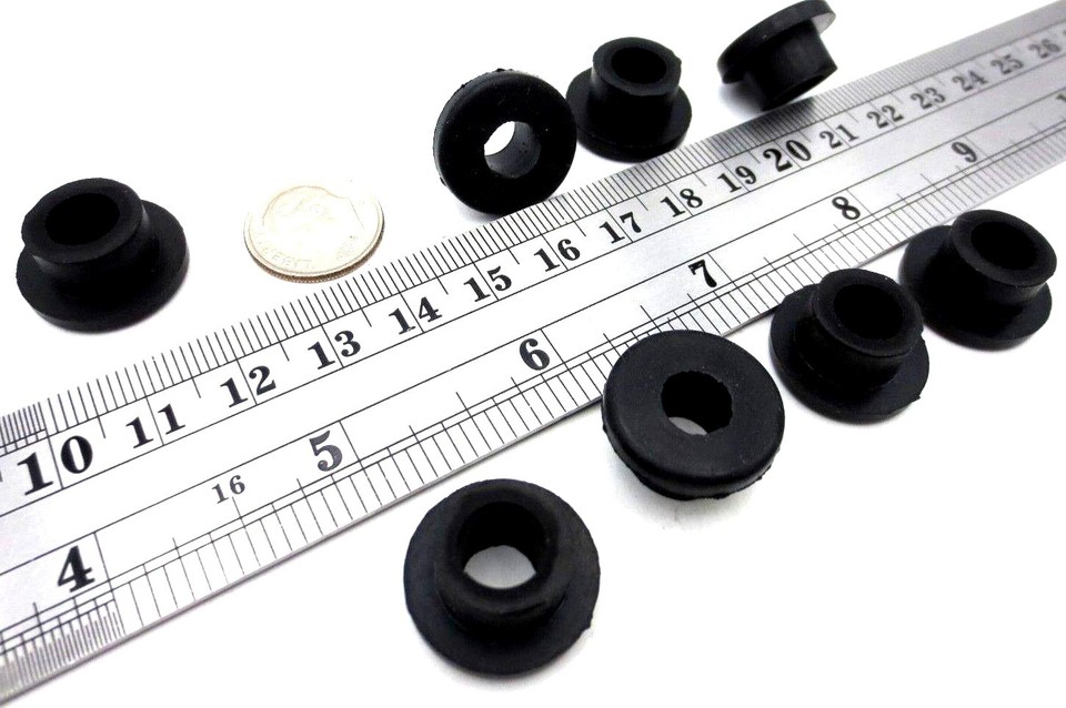 Rubber Flange Bushing Push-In Fits 1/2" Hole, Has 1/4" Thru Hole, Free ...