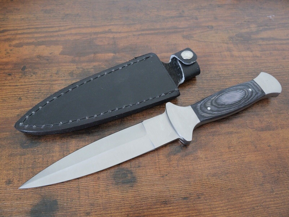 9” Boot Knife Full Tang Spear Point Double Edge Boot Clip Full Size ...