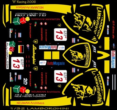 #13 All-INKL Lamborghini 1/32nd Scale Slot Car Waterslide Decals | eBay UK