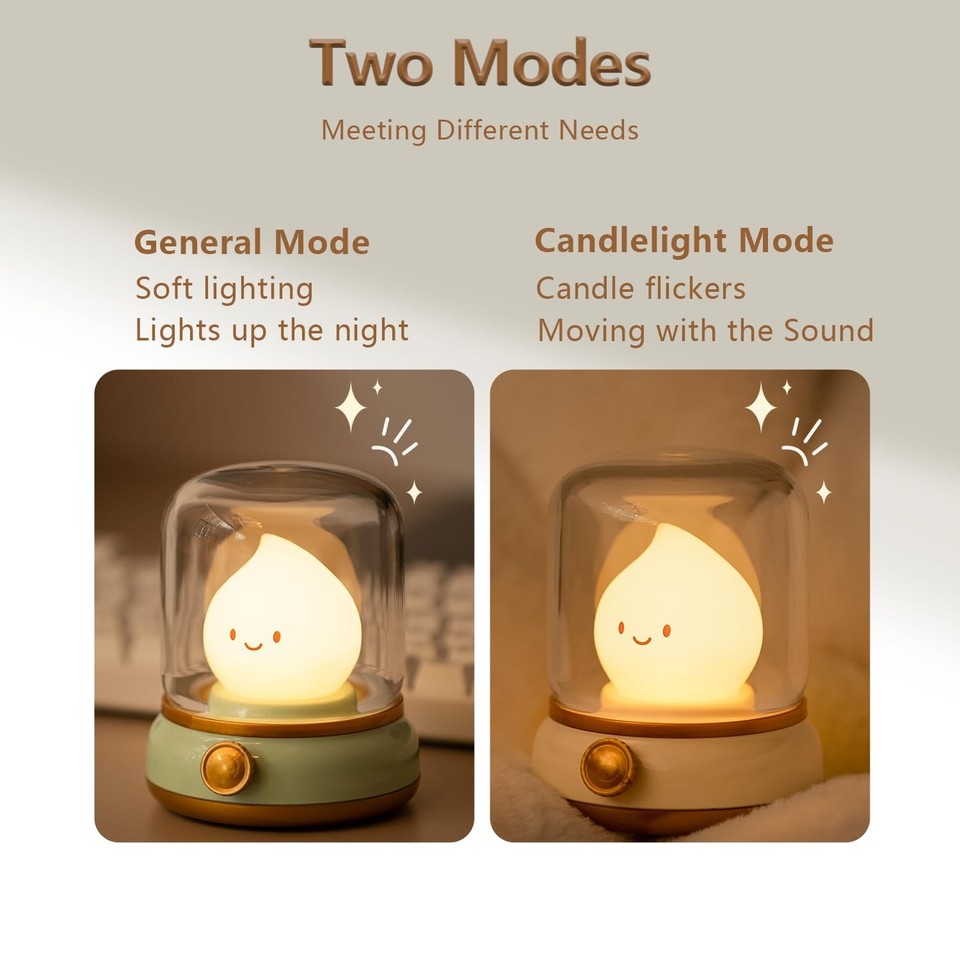 Campfire Chibi Flame Night Light Retro Amber Lamp Dimming Feature Smoko ...