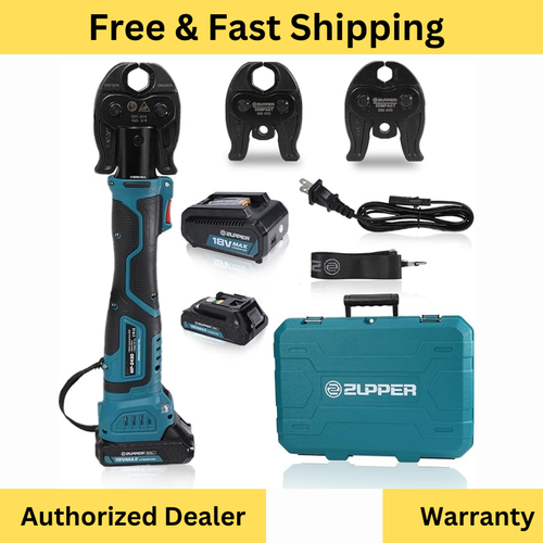 ZUPPER Pro Press Tool Pipe Crimping Kit Press Tool Battery Kit 1/2" 3/4 ...