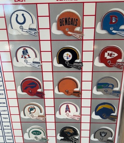 VINTAGE NFL MAGNETIC STANDINGS BOARD WITH LOT OF 30 MAGNETS BOARD AND ...