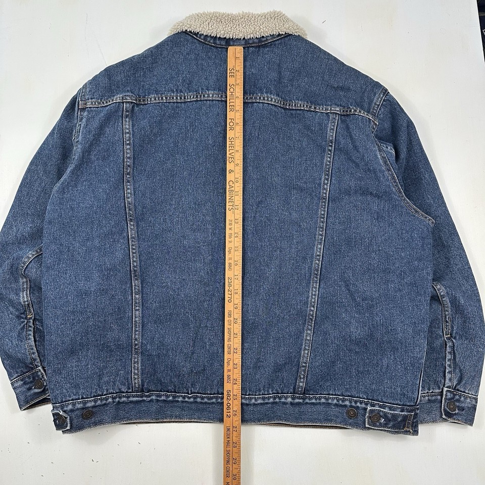 VTG Y2K Levi’s Sherpa Lined Trucker Jacket Men XXL Blue Denim Jean ...