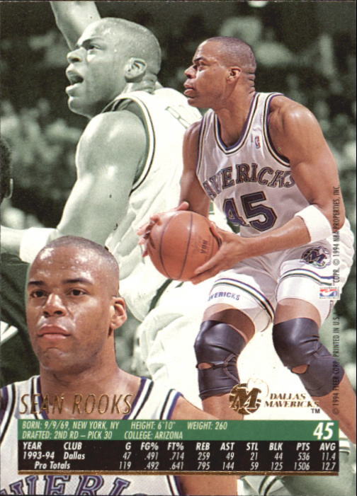 1994-95 Ultra Dallas Mavericks Basketball Card #45 Sean Rooks | eBay