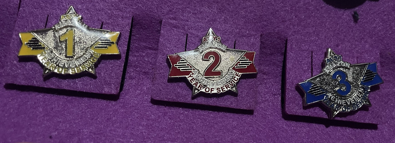ACY1 Set Of 3 Pins (1 Year, 2 Years, 3 Years Of Service) Amazon Peccy ...