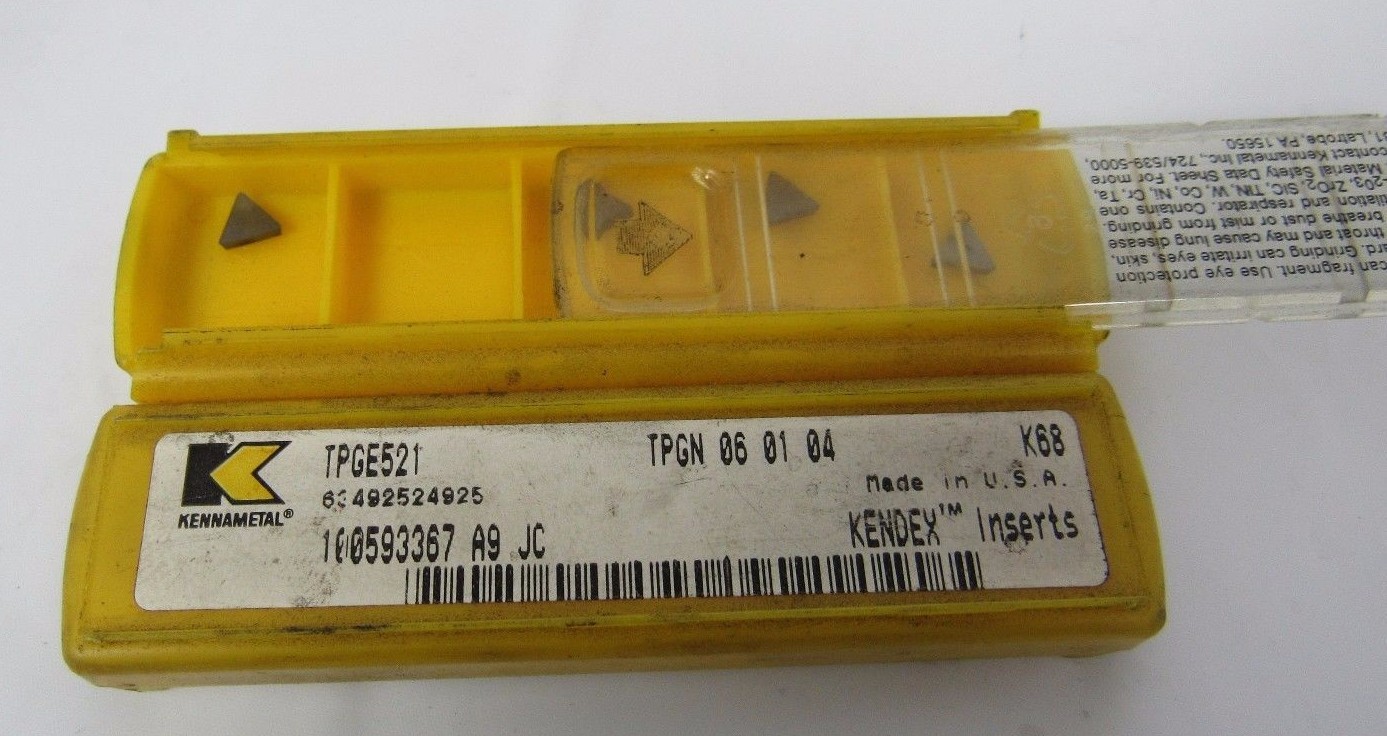 KENNAMETAL TPGE521 K68 100593367 A9 JC KENDEX CARBIDE INSERTS * 9 PCS ...