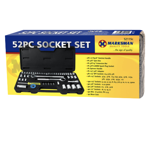MARKSMAN 52pc ALL IN ONE SOCKET SET DR METRIC & AF REVERSIBLE RATCHET NEW KIT. | eBay UK