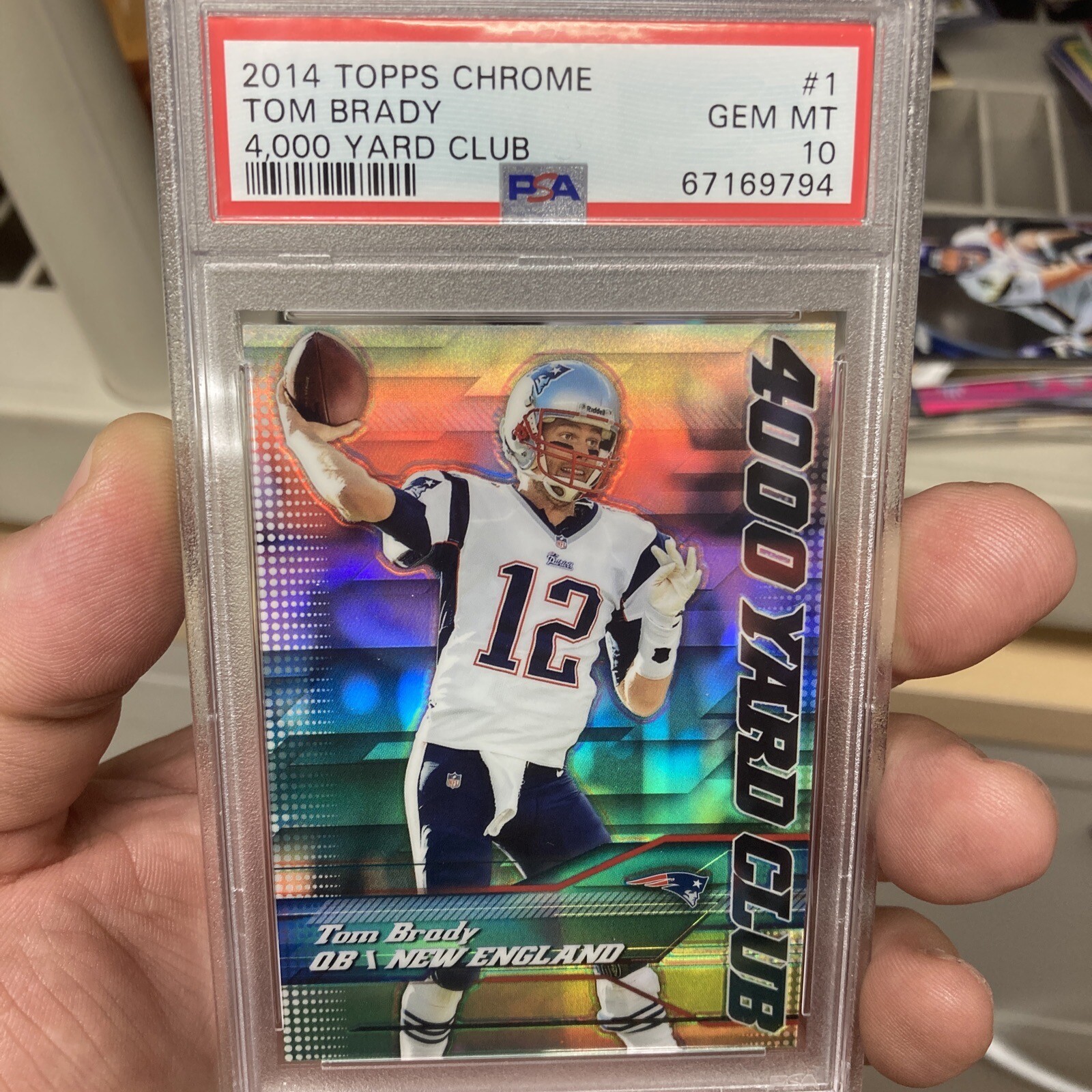 PSA 10 Gem Mint 2014 Topps Chrome #1 Tom Brady 4000 Yard Club Refractor HOF !! | eBay