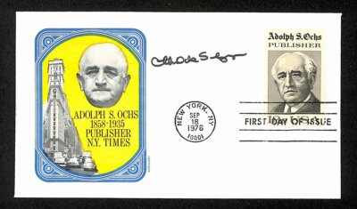 Arthur Sulzberger Jr Signed 1976 First Day Cover Ny Times Publisher 6498
